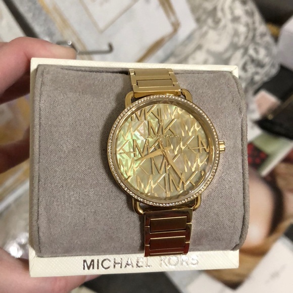 Michael Kors | Accessories | Nwt Michael Kors Mk Logo Gold Watch | Poshmark